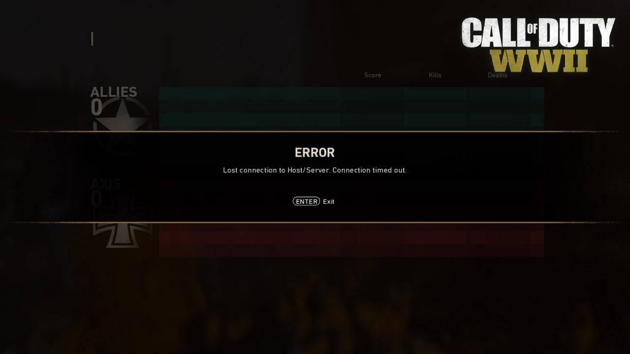 Call of Duty World War 2 Multiplayer Lost Connection to Host/Server ...